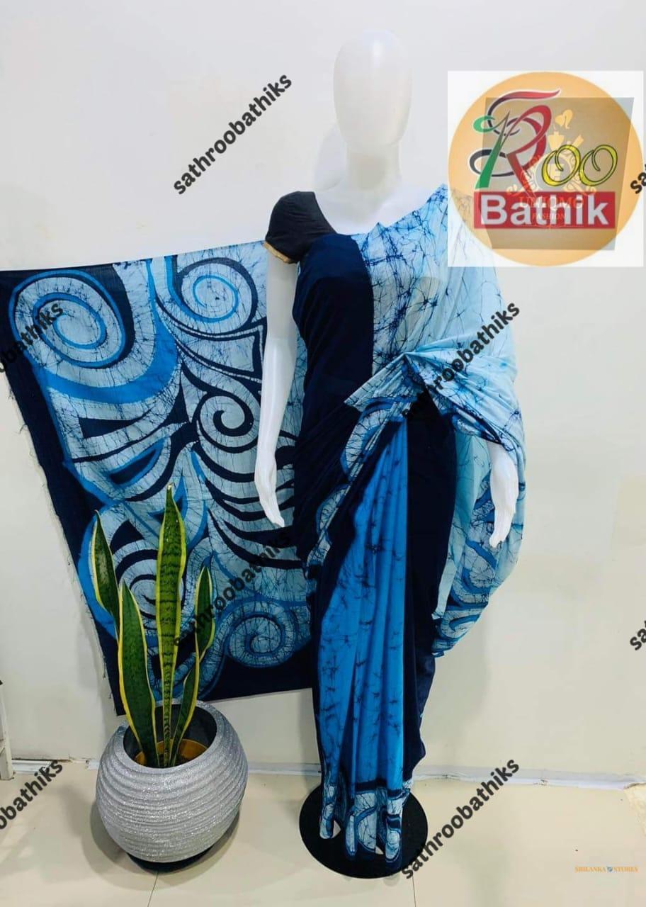 Sathroo Bathiks – Sri Lankan Handmade Three-Colour Batik Saree with ...