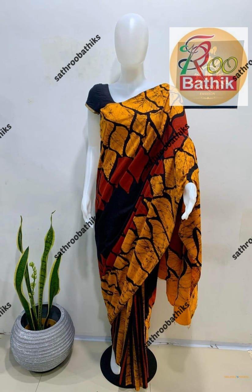 Buy Sathroo Bathiks Three-Colour Batik Saree Online at Sri Lanka Store