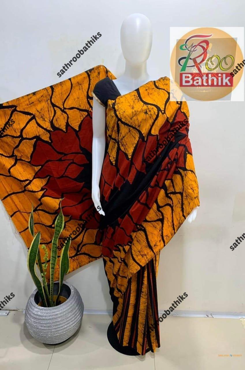 Buy Sathroo Bathiks Three-Colour Batik Saree Online at Sri Lanka Store