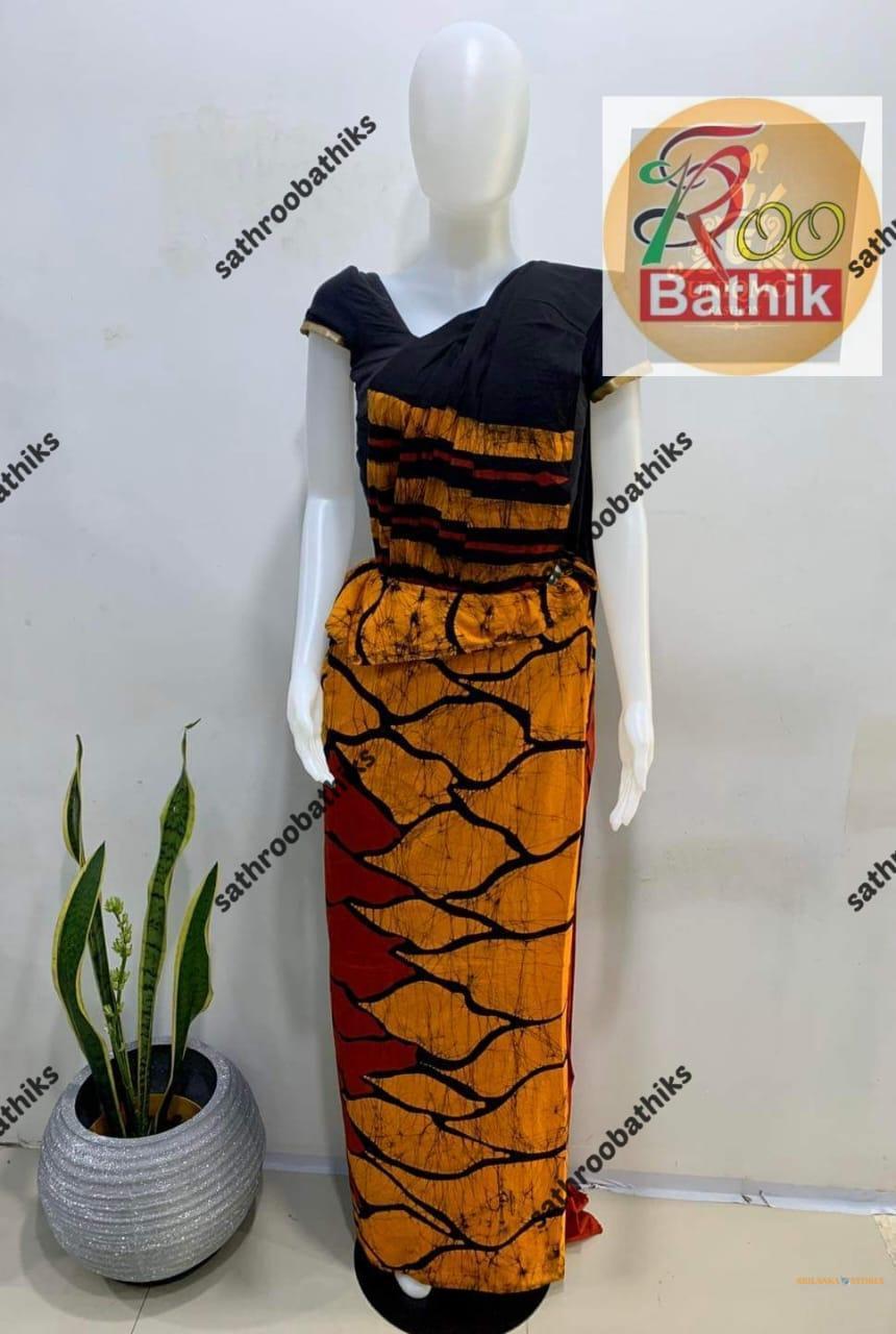 Buy Sathroo Bathiks Three-Colour Batik Saree Online at Sri Lanka Store