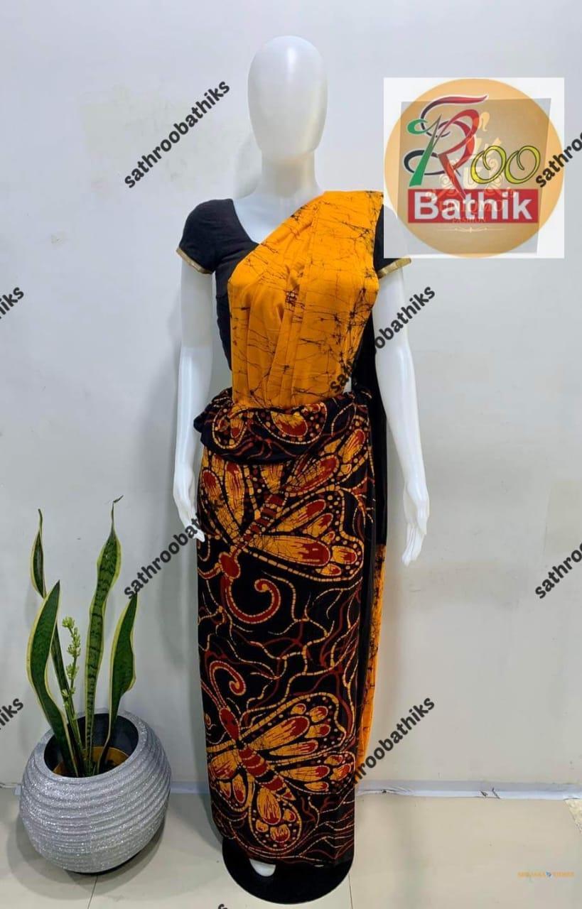 buy Sathroo Bathiks Three-Colour Batik Saree Online at SriLanka Stores
