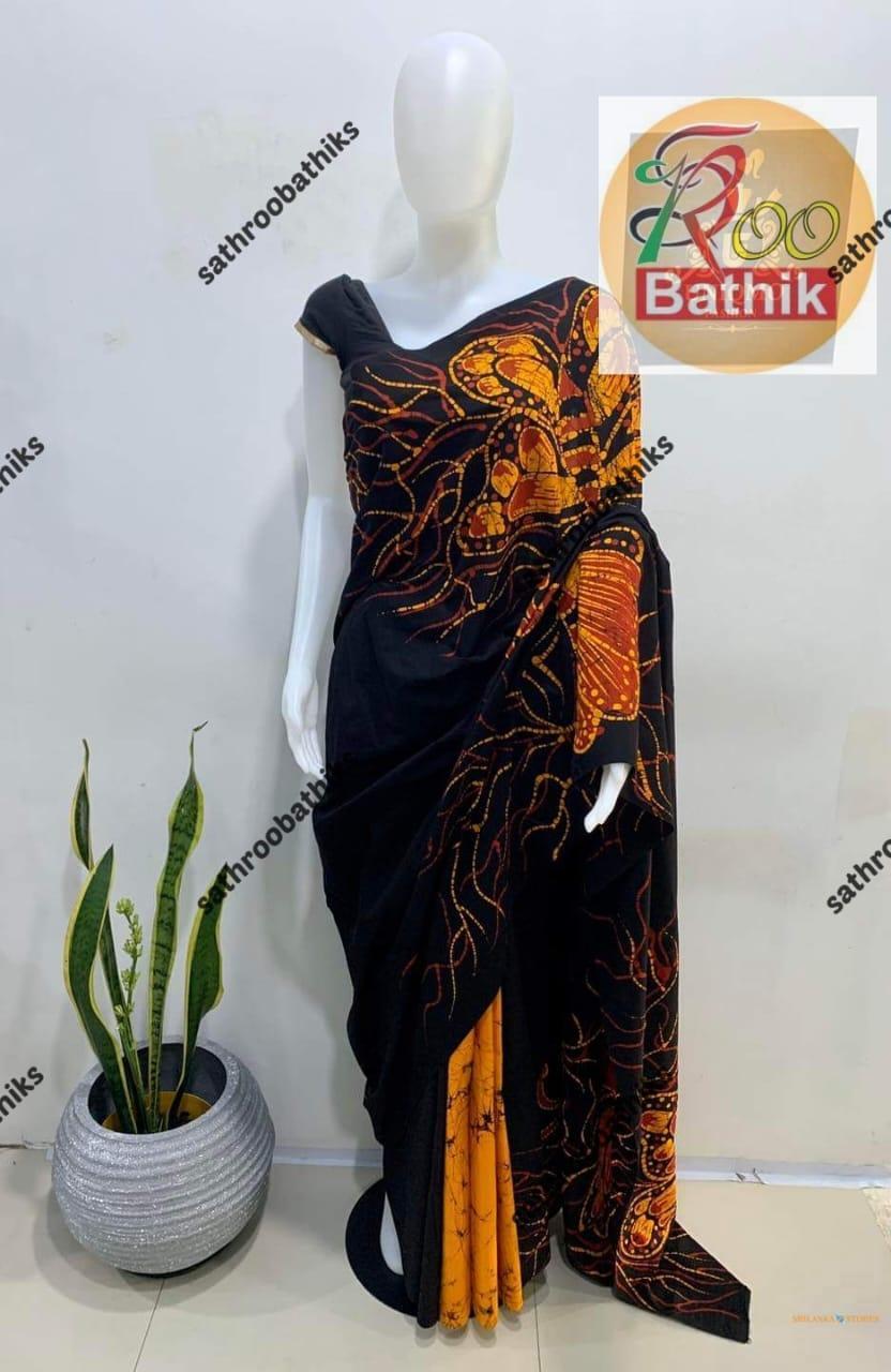 Sathroo Bathiks Three-Colour Batik Saree Online at Sri Lanka Stores